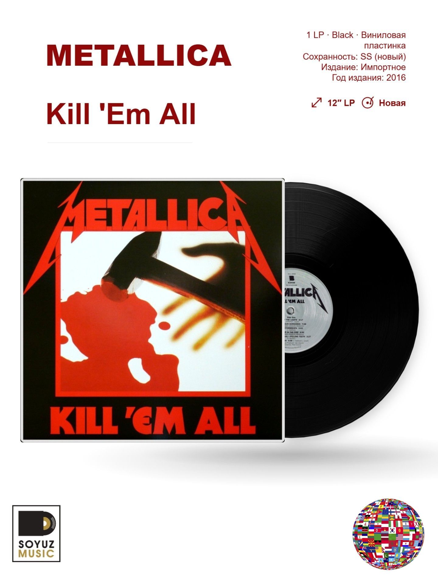 Metallica. Kill 'Em All (LP Black/Винил/Reissue/Remastered)