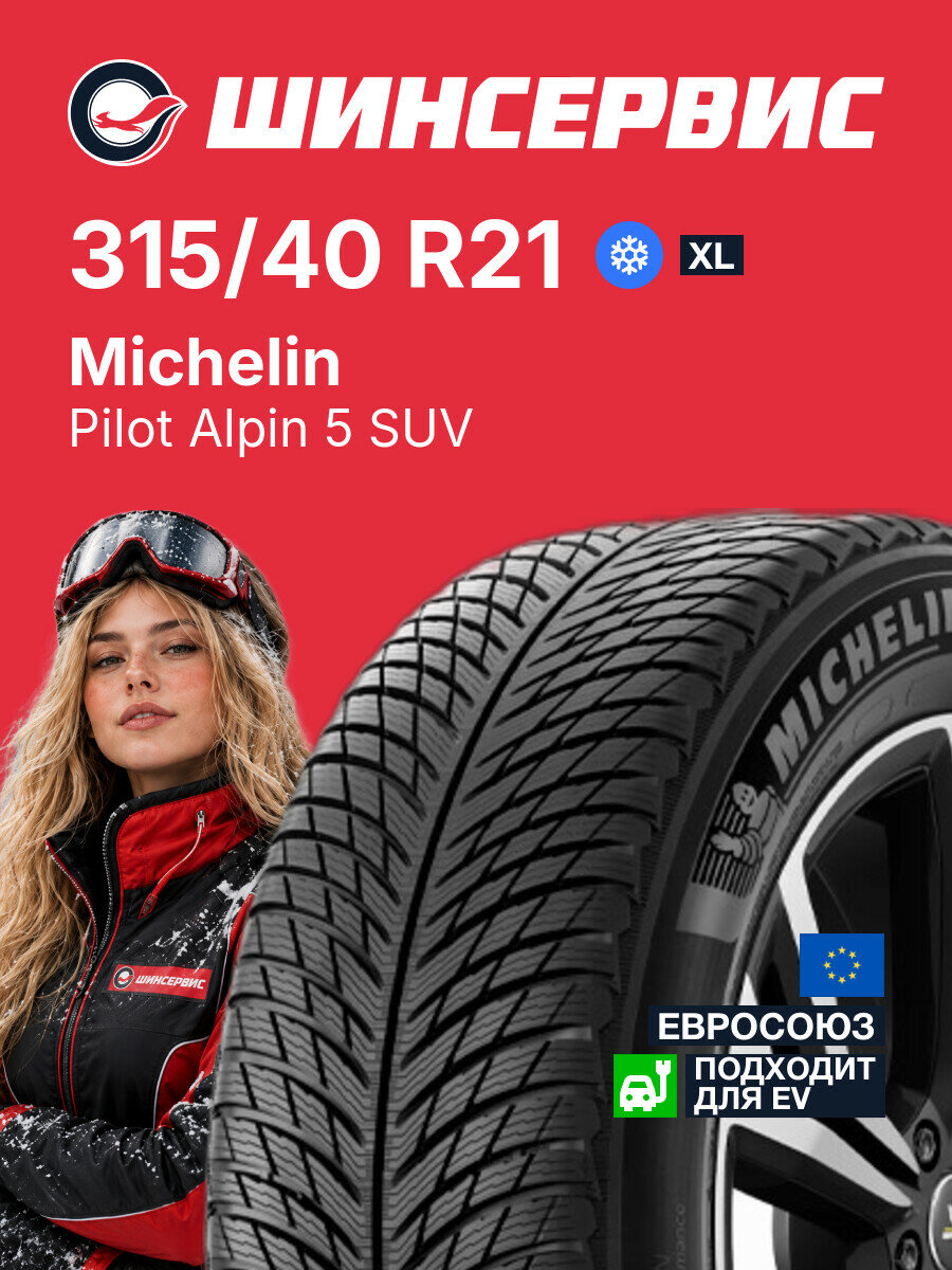 Зимняя нешипованная шина Michelin Pilot Alpin 5 SUV 315/40 R21 115 V, зимняя автомобильная резина