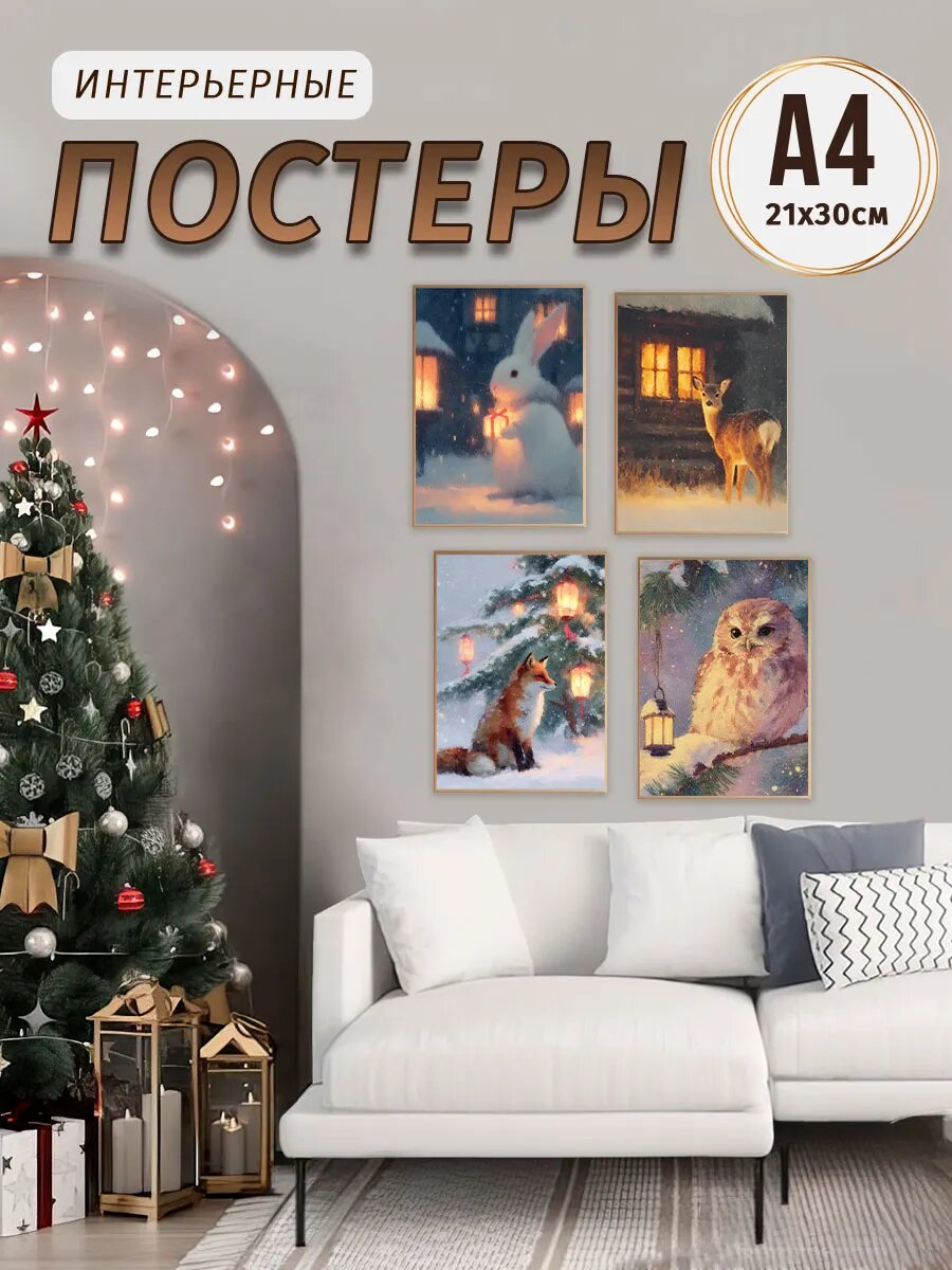 Новогодние постеры 21х30, А4