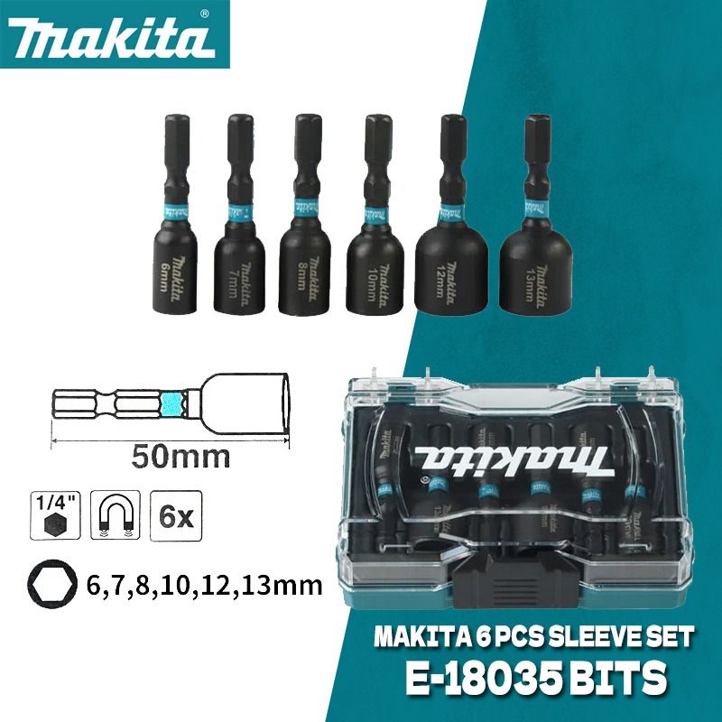 Набор ударных головок Makita E-18035 6 шт 6/7/8/10/12/13 мм с магнитом
