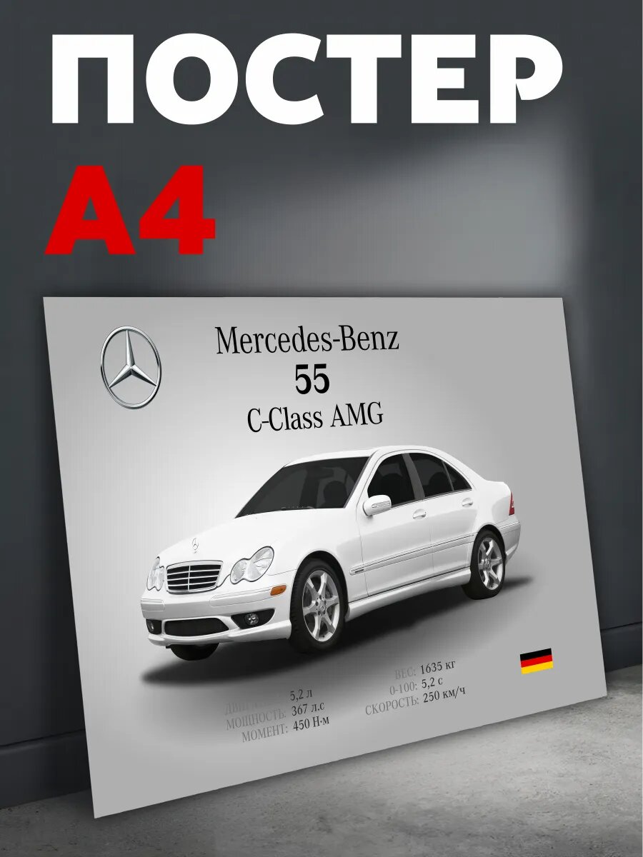 Постер на стену Mercedes-Benz AMG C-Class плакат А4