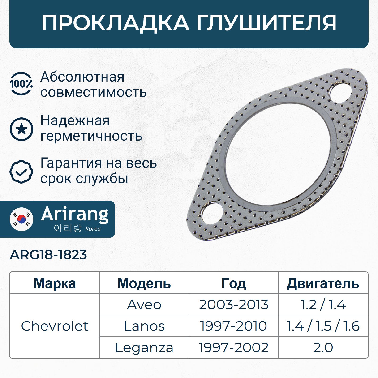 Прокладка глушителя Шевроле Авео, Ланос, Leganza / OEM 96181581