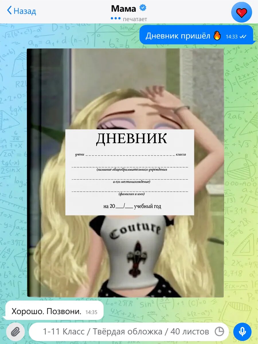Школьный дневник с принтом Роблокс