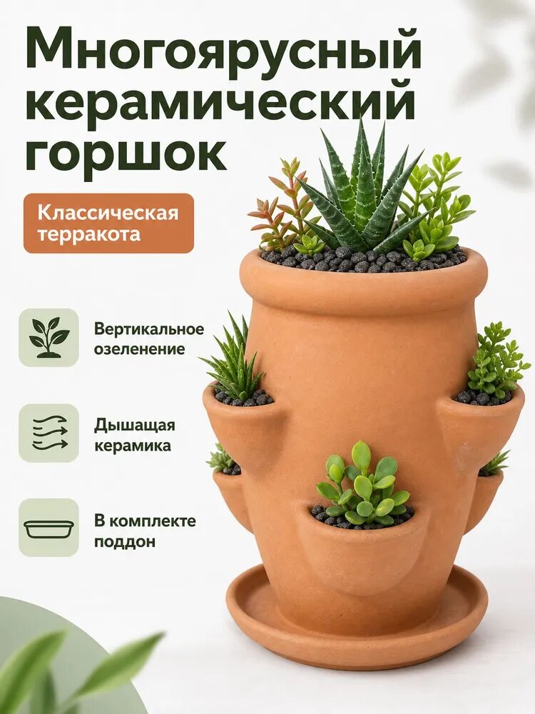 Каскад для цветов 4.2 л, 18.5 см, 1 шт, цвет коричневый