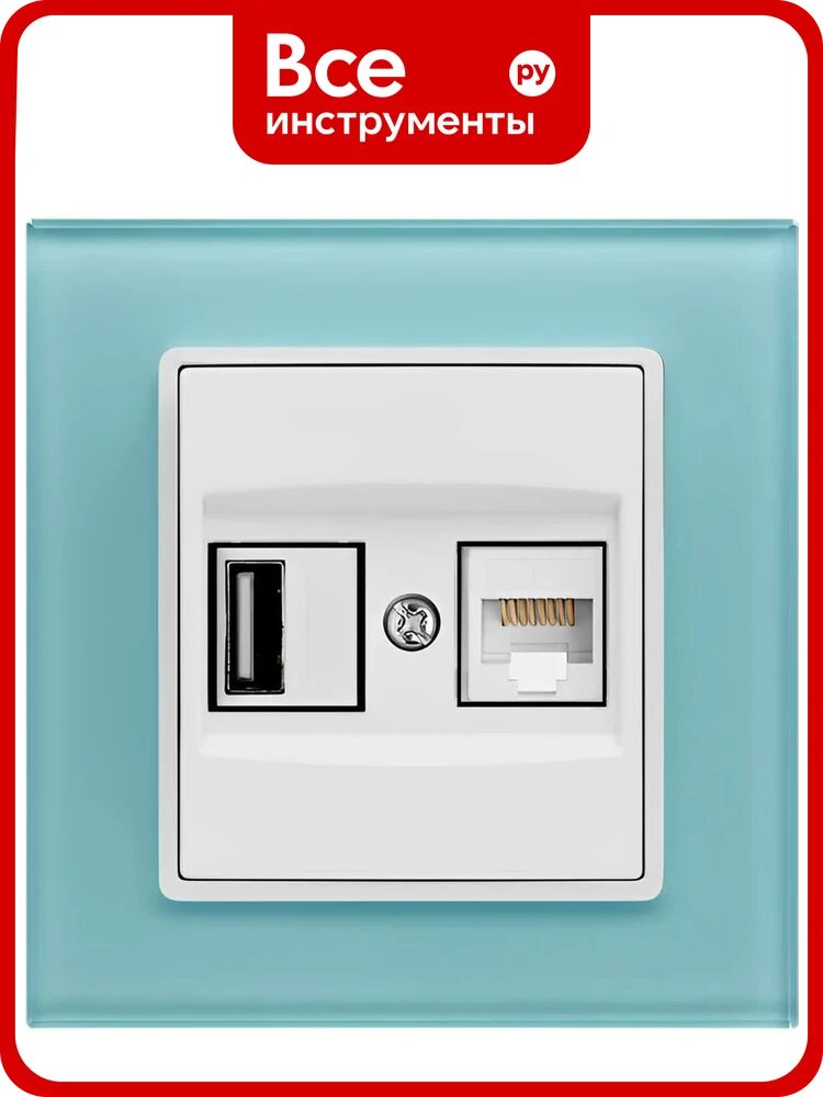 Розетка Metronex Electric Exclusive Blue для USB + сетевого кабеля LAN FRZ00050504SIN