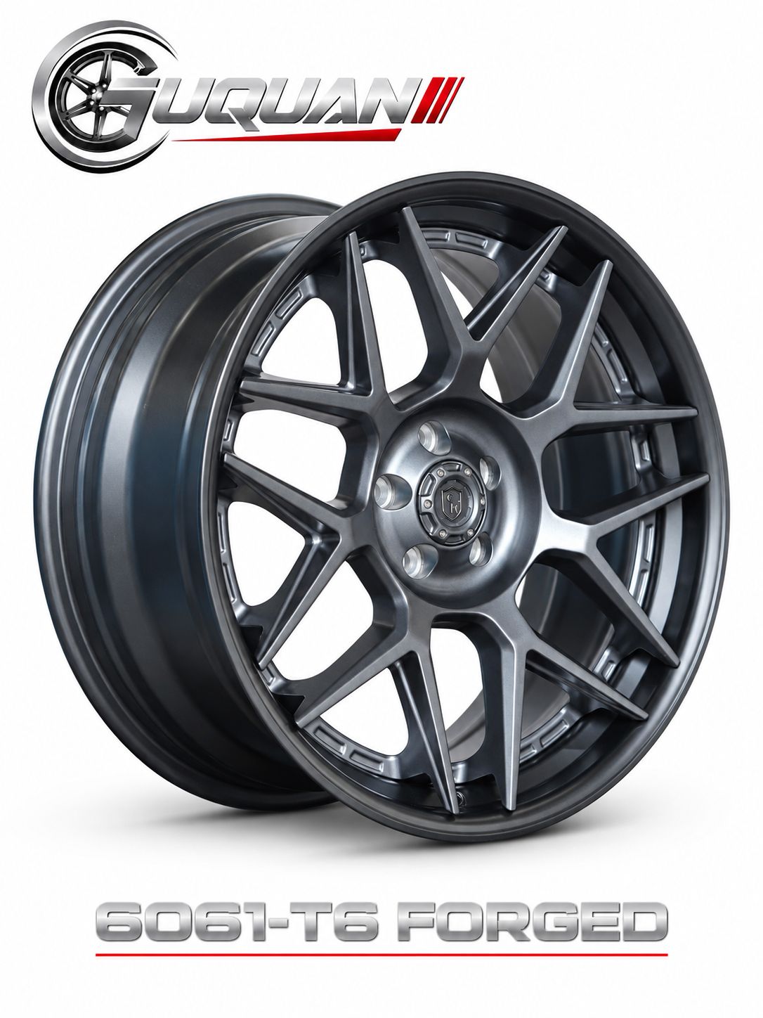 Кованый колесный диск CK 4160E1885-2 R18 8.5J ET20 6x139.7, матовые графитовые спицы, матовый черный обод