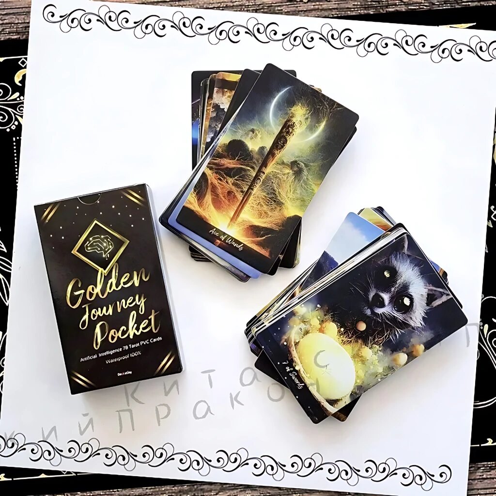 Карты Таро Golden Journey, 78 карт, 12x7 см, с инструкцией, Игральные карты, Желтый X5Q