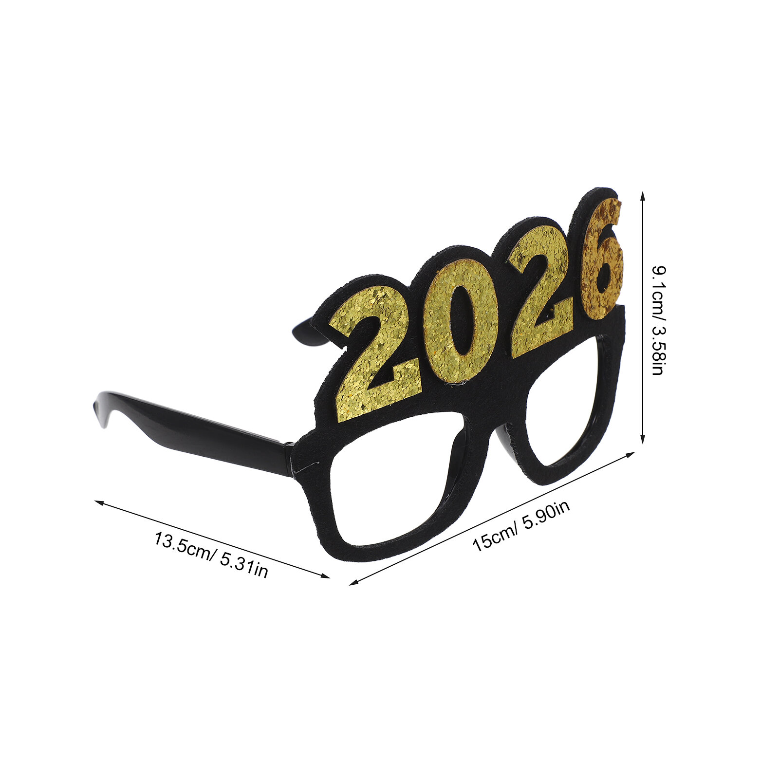 Очки 2026 из пластика и спанбонда для новогоднего украшения и фотосессий в наборе 4 шт
