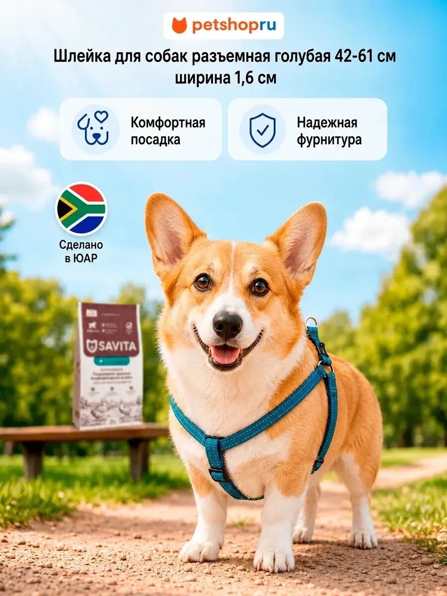 Rogz шлейка разъемная "Utility", р-р M (42-61см), ш: 1,6 см, голубой