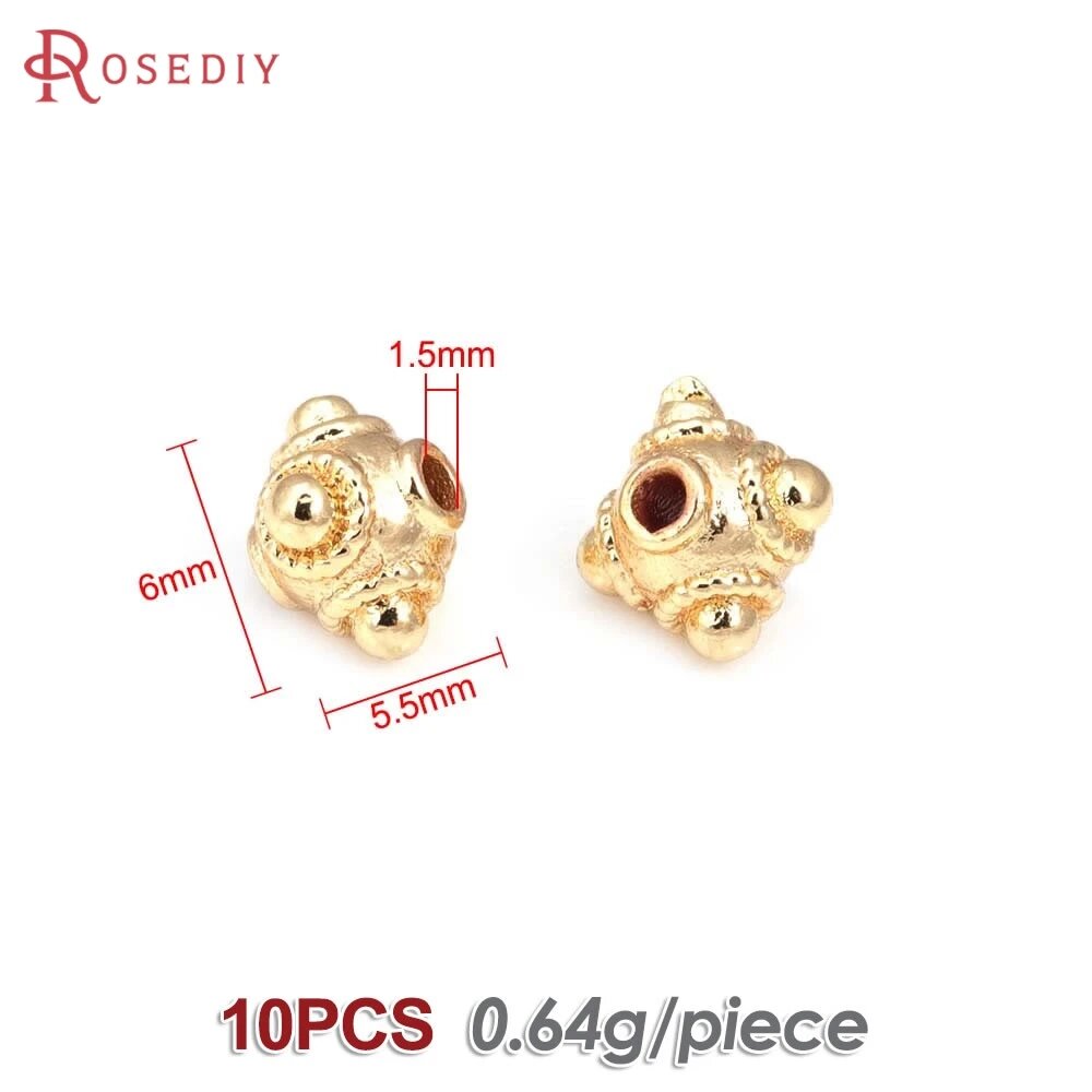 Бусины-разделители Rosediy, 18K Gold Color, 10шт