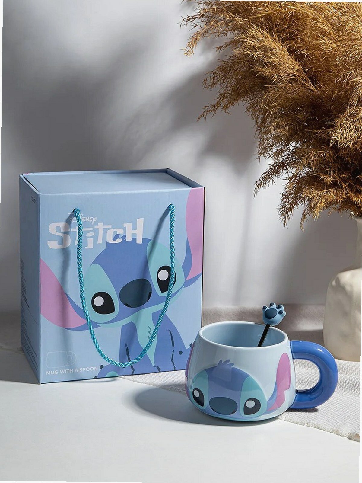 Кружка Gift Mug "Стич", керамика, детская, синяя/черная, 650 мл