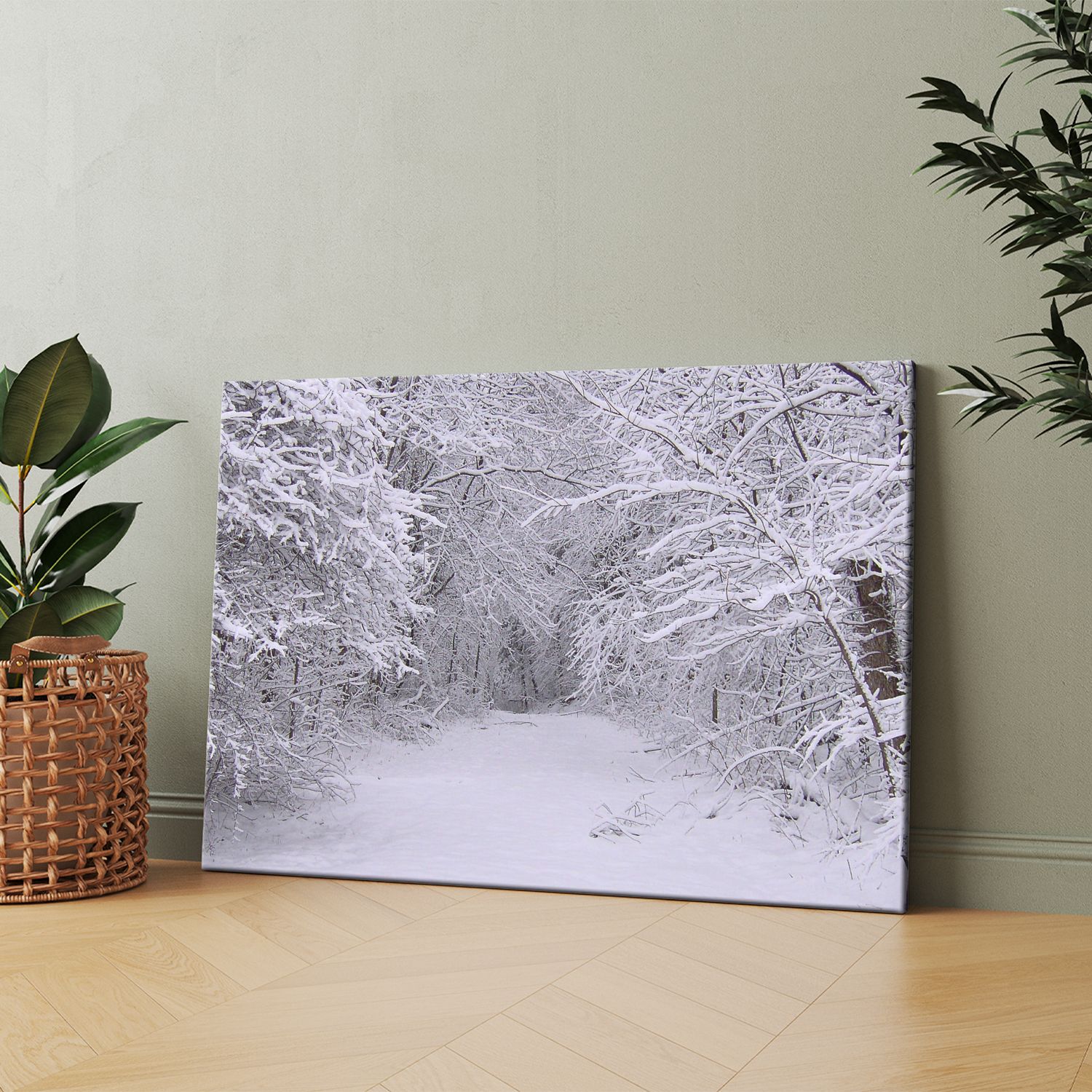 Картина на холсте (Снег зимний лес природа) 40x60 см. Интерьерная, на стену.