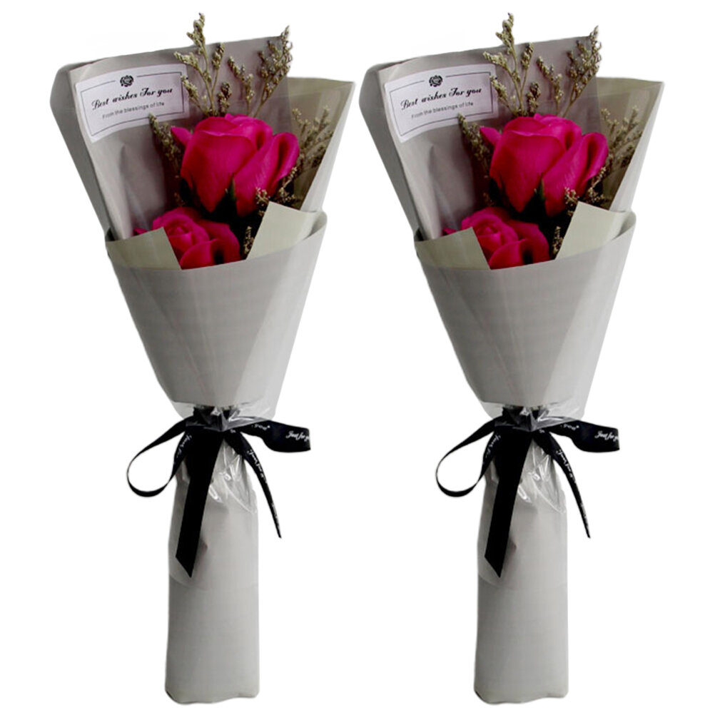 2PCS Розы Из Мыла Имитация Цветов Для Дня Святого Валентина Рождения 34x12x6cm