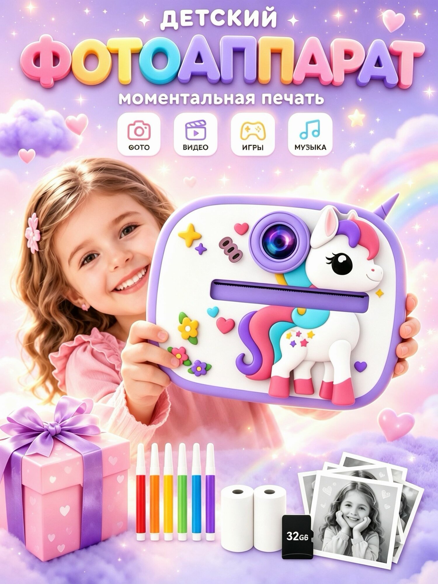 Фотоаппарат детский мгновенной печати