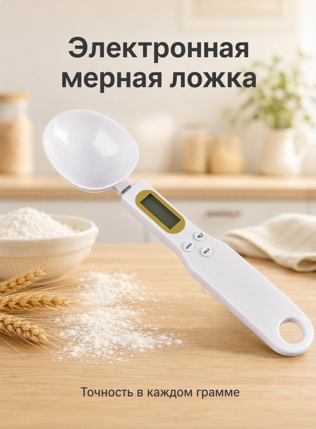 Электронные кухонные весы 0.1-500г Электронная мерная ложка весы, белый