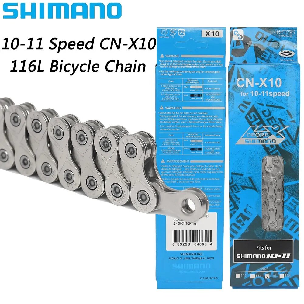 Цепь Для Горного Велосипеда SHIMANO CN-X10, 10/11 Скоростей, 116L, Аксессуары Для Велосипеда