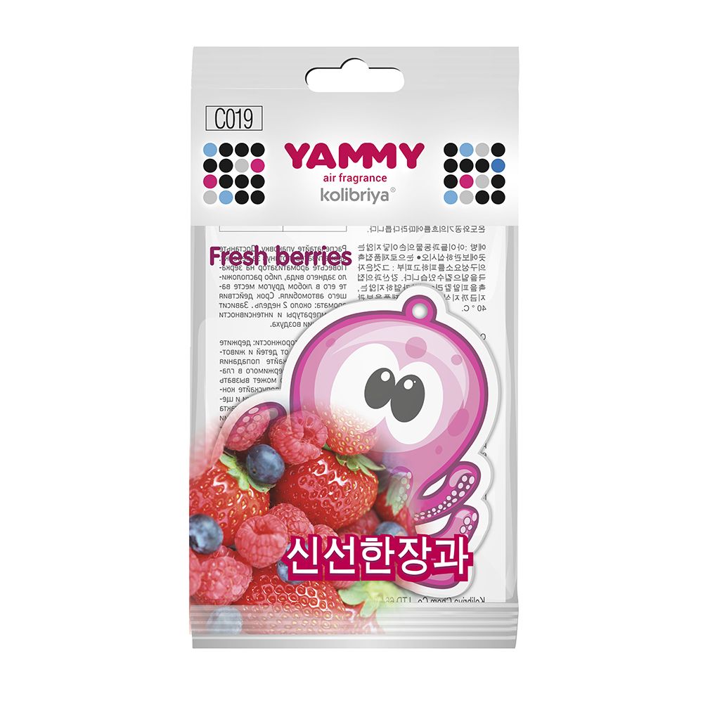 Ароматизатор подвесной YAMMY картон с пропиткой Осьминог "Fresh Berries"