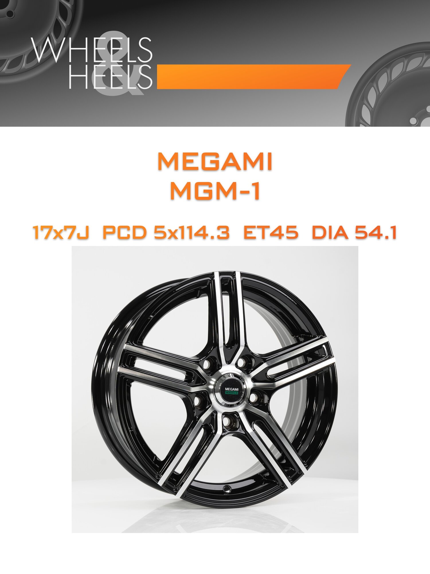 Диск автомобильный литой Megami MGM-1 17x7 5x114.3 et45 dia54.1 bkf