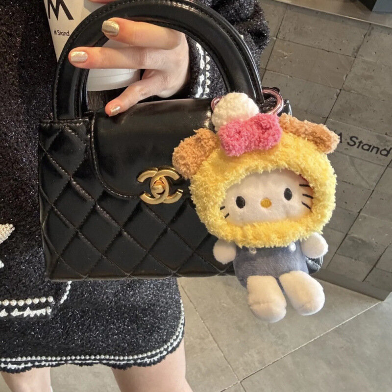 9 см плюшевый брелок Hello Kitty для сумки с подвеской и сердечком, костюм печенье, с биркой, милая игрушка в подарок