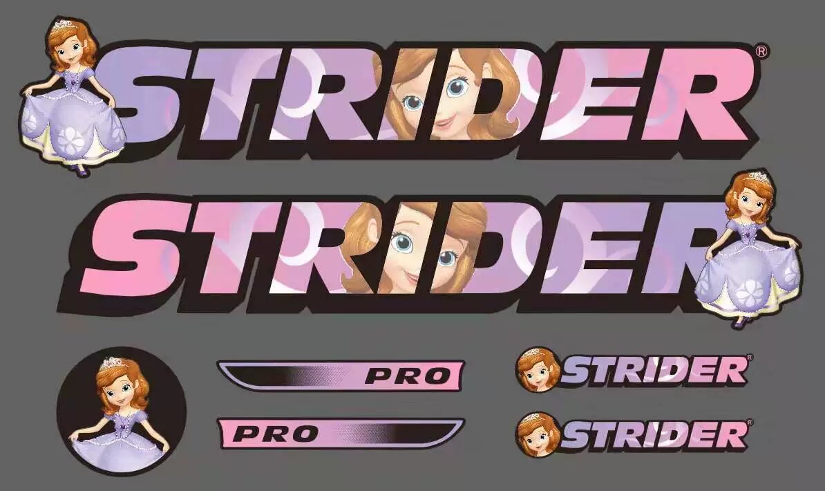 Декаль для детского баланс-велосипеда Strider с принтом Софии Принцессы для кастомизации и защиты велосипеда