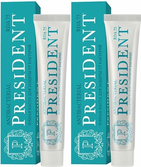 Зубная паста President Antibacterial, комплект: 2 упаковки по 75 г