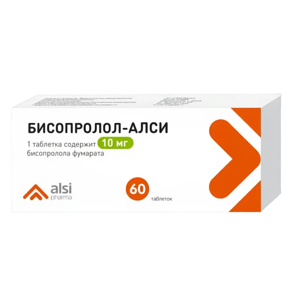 Бисопролол-алси таблетки покрыт. плен. об. 10 мг 60 шт
