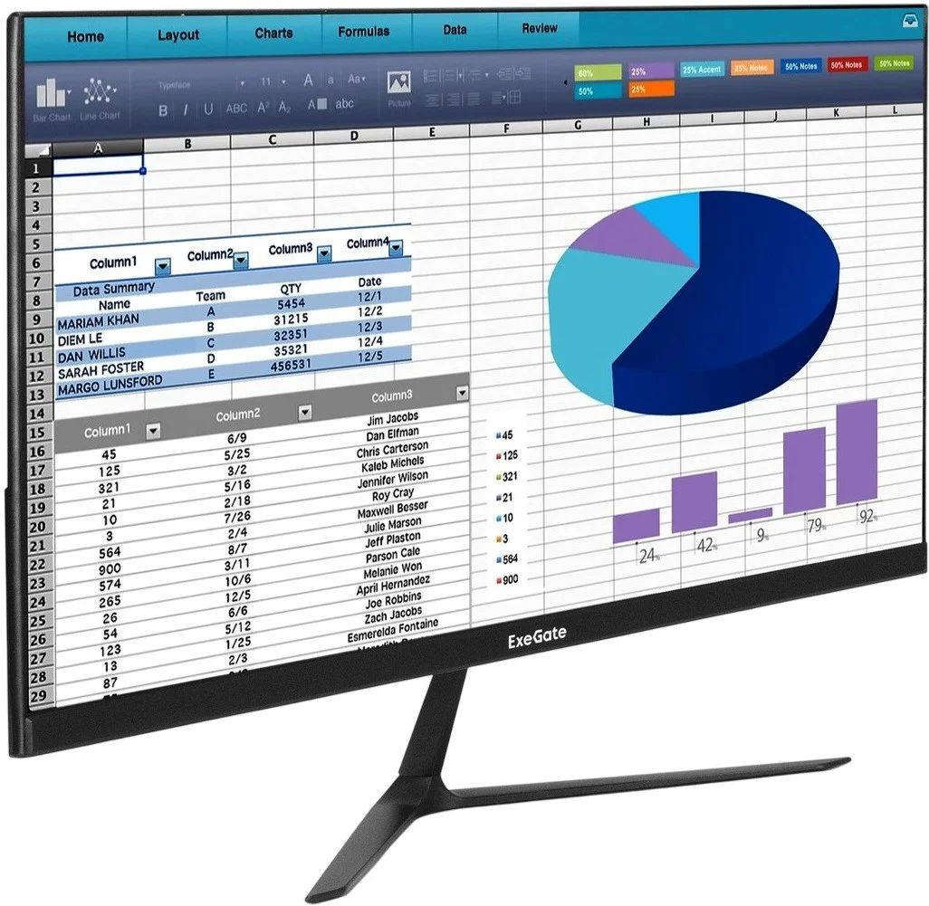 ExeGate 24.5" Монитор EH1500TA, IPS, 1920x1080 Full HD, 75 Гц, черный