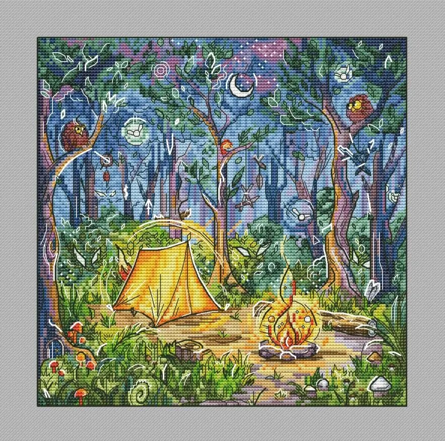 Набор для вышивки крестом Night Forest Camping 16CT