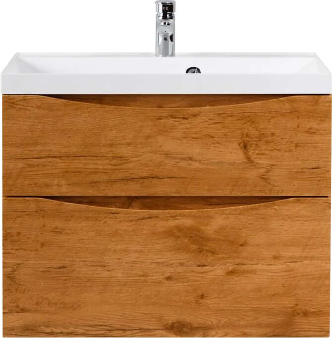 Тумба с раковиной BelBagno Marino H60 подвесная, 80 см, светлое дерево, матовая, из МДФ, с ящиками, раковина для ванной из камня, прямоугольная, лофт