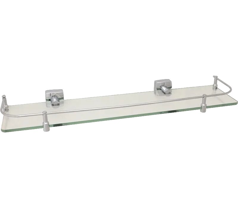 Полка под зеркало Fixsen Kvadro FX-61303B 60 см, прямая, стеклянная, латунь, хром, глянцевая, полка для ванной, с бортиком
