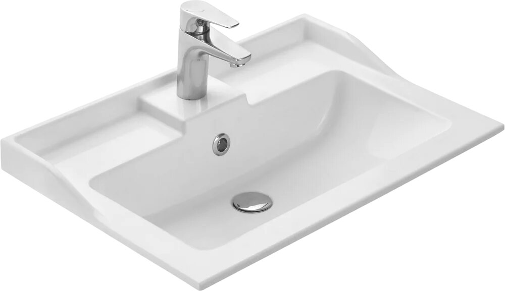 Мебельная раковина AQUATON Фабиа 650 накладная, из искусственного мрамора, белая, раковина для ванной, прямоугольная