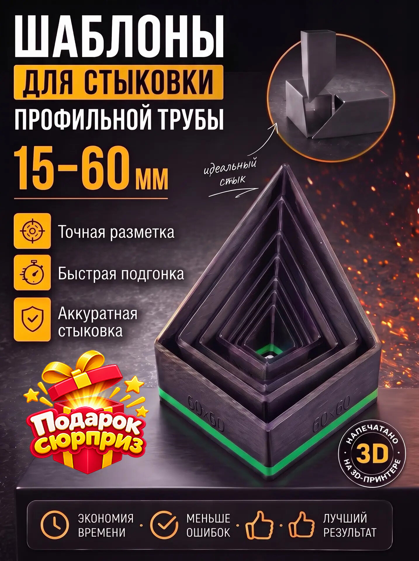Набор шаблонов для профильных труб, 7 размеров