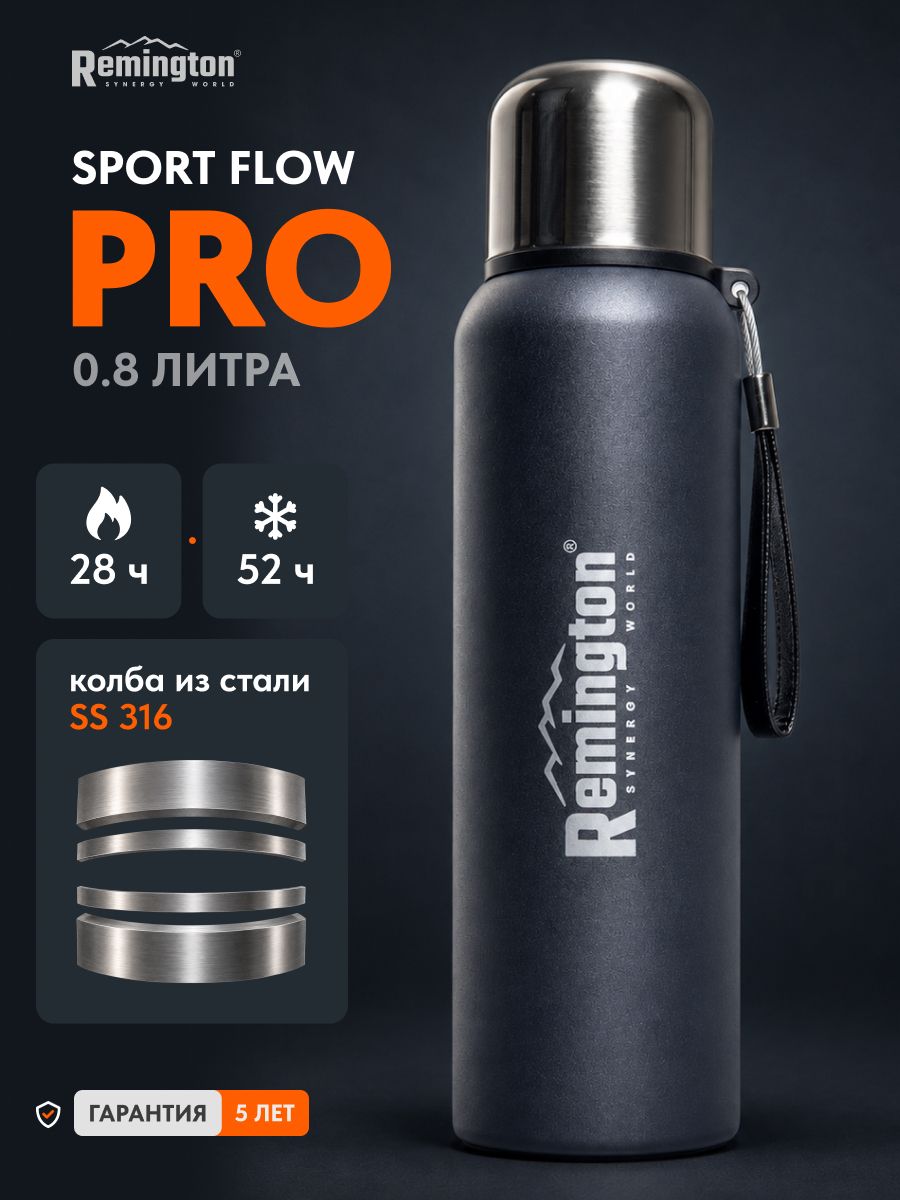 Термос-бутылка Remington SportFlow PRO 0,8 л для воды и чая, до 28 ч черный RM-TH-08-SFPRO-010
