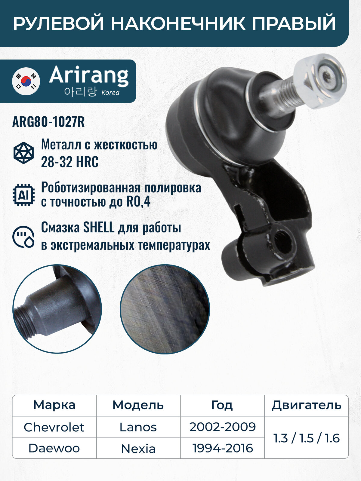 Наконечник рулевой правый Дэу Нексия, Espero, Шевроле Ланос / OEM 96275019