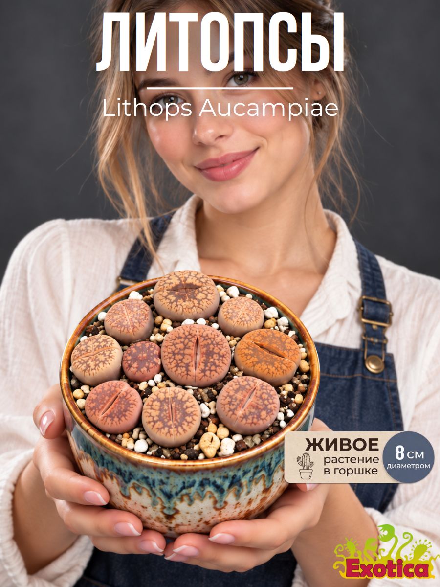Буро-Коричневые Литопсы Аукамп D8см, живые камни