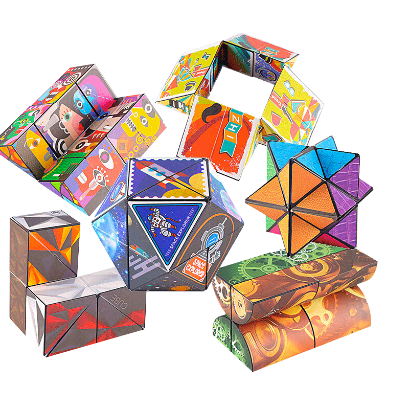 BULUQI 3D трансформируемый кубик Рубика обучающая игрушка для детей 3-6 лет Цвет：【Набор из 6 шт】3D бесконечный кубик