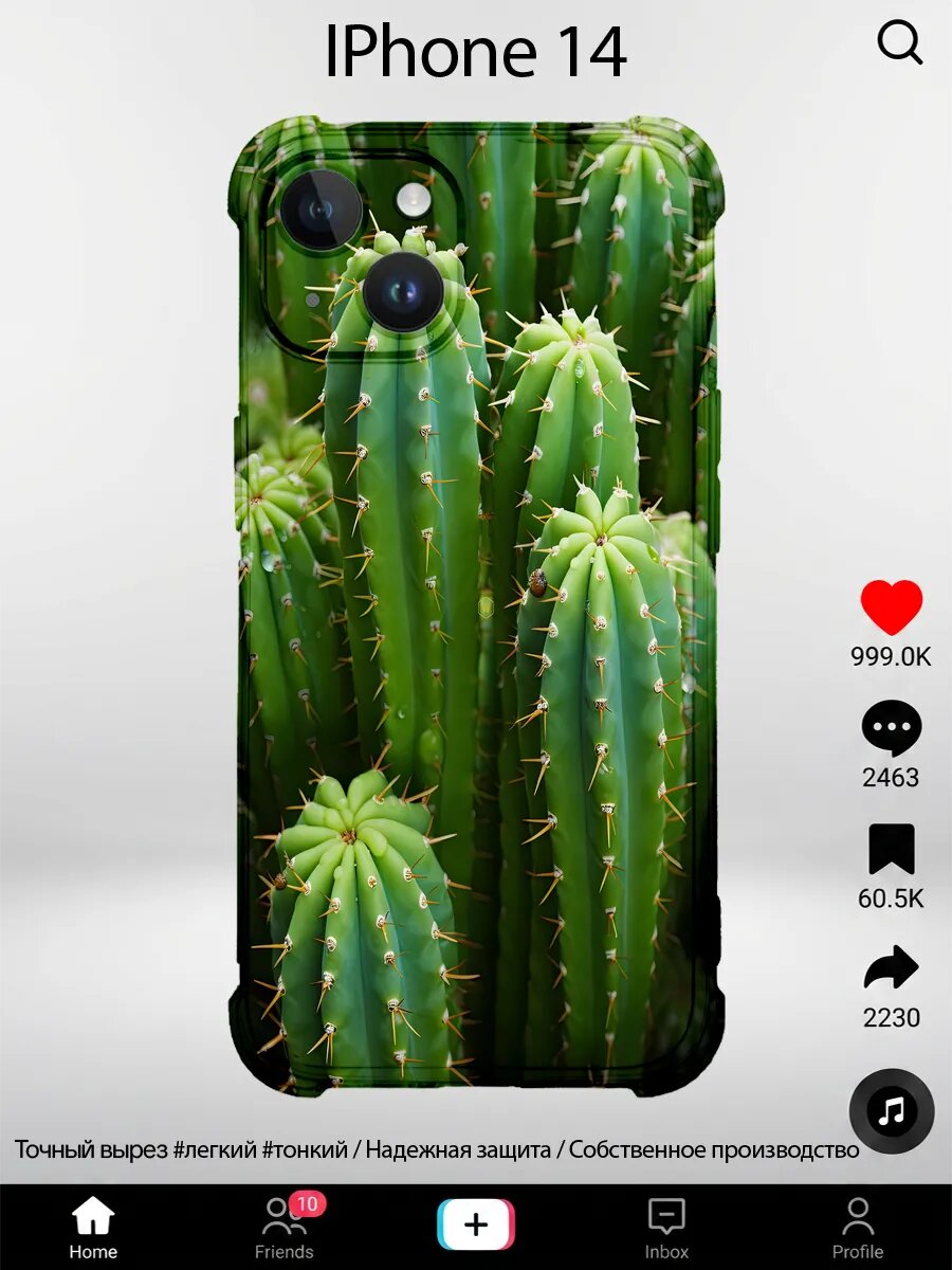 Чехол на iPhone 14 с принтом Кактусы