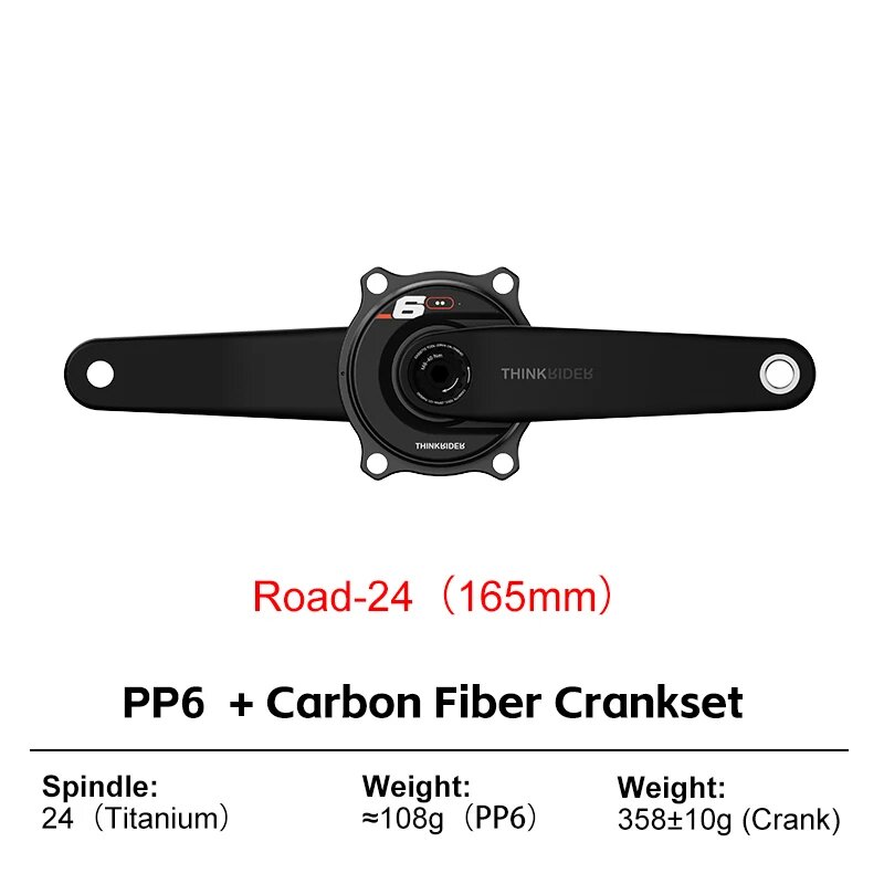 ThinkRider PP6 Карбоновые шатуны с датчиком мощности 24 мм 160-175 мм ANT+ BLE для Road-24 (165mm)