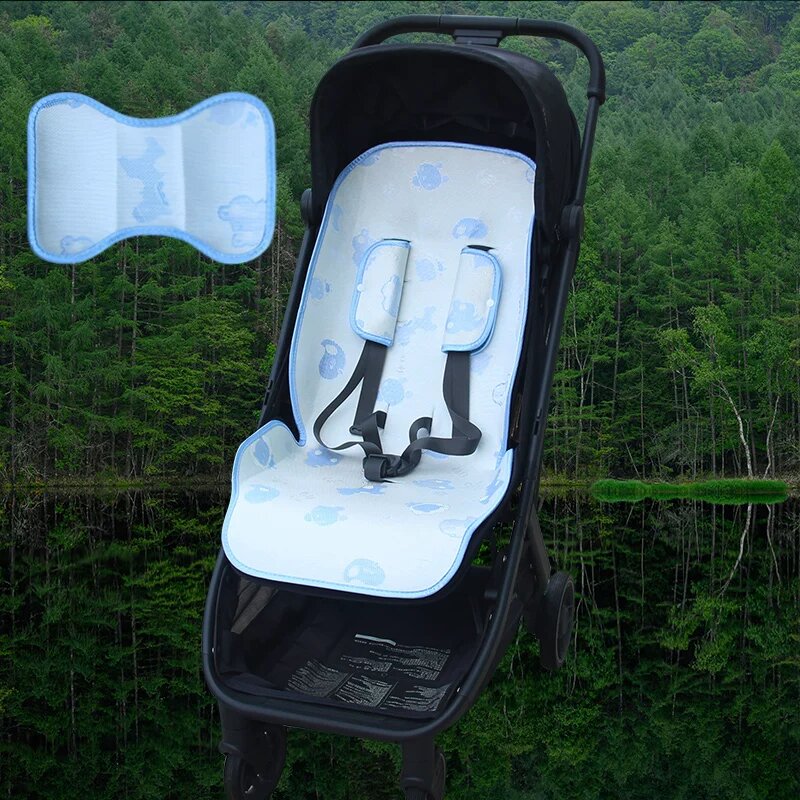 Детская коляска UPPAbaby Minu V2/V3 Охлаждающая подушка - Синяя с рисунком, Антибактериальная и антипылевая, Летнее
