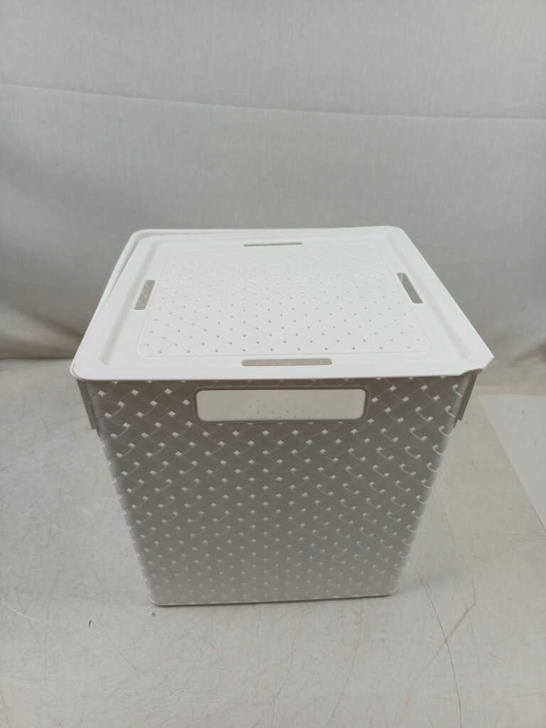 Корзина для хранения VIOLET Береста 23л с крышкой белая 6823106 (1492072)