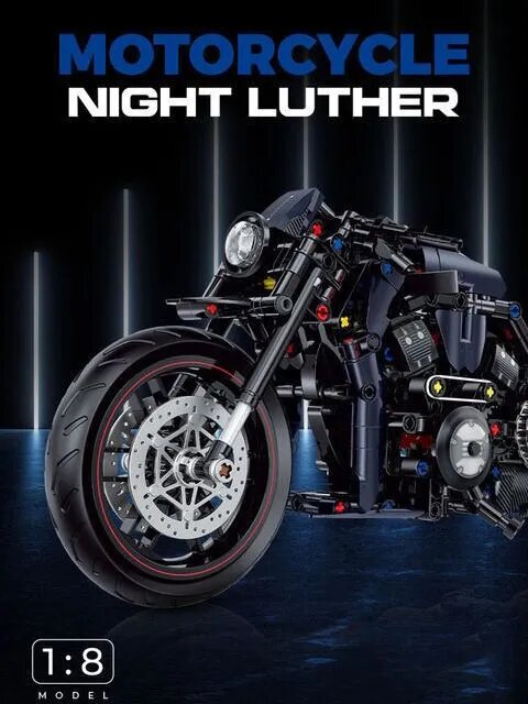 Конструктор мотоцикл Harley - Night Luther , 1:8 , 623 детали ( Сборная модель круизер , для мальчиков и взрослых , Подарок мальчику , подарок мотоциклисту)