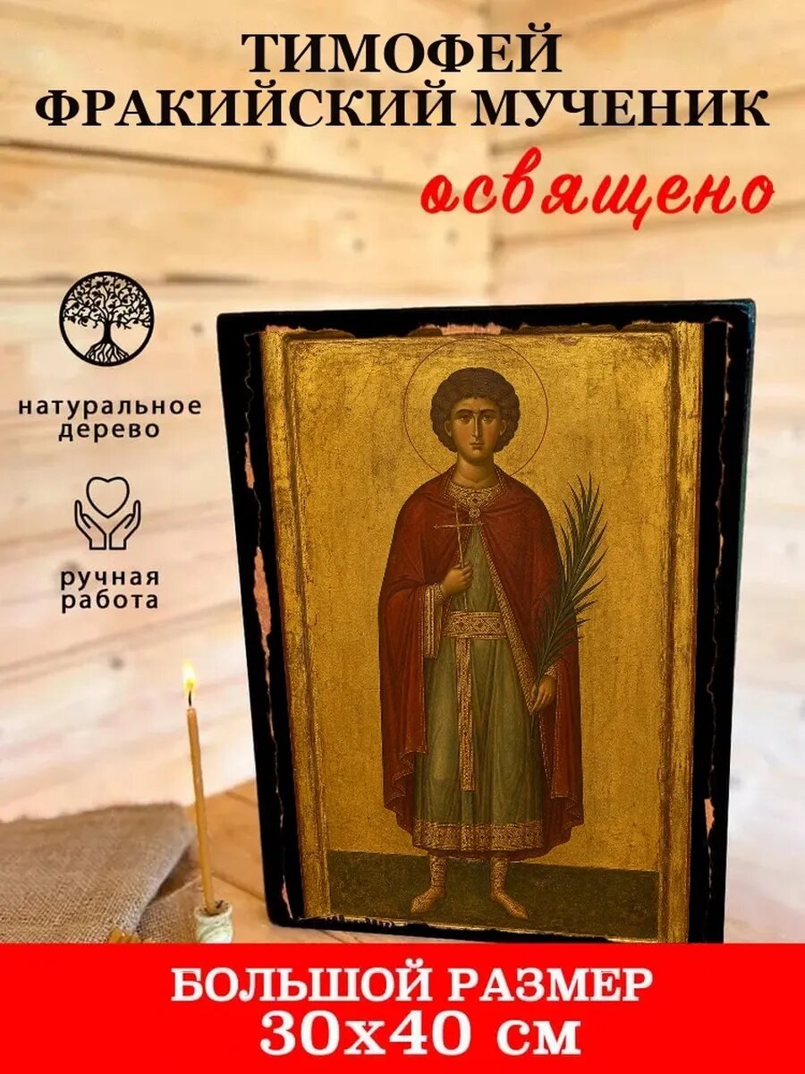 Икона Тимофей Фракийский, на дереве, 30×40 см, освящённая, ручная работа