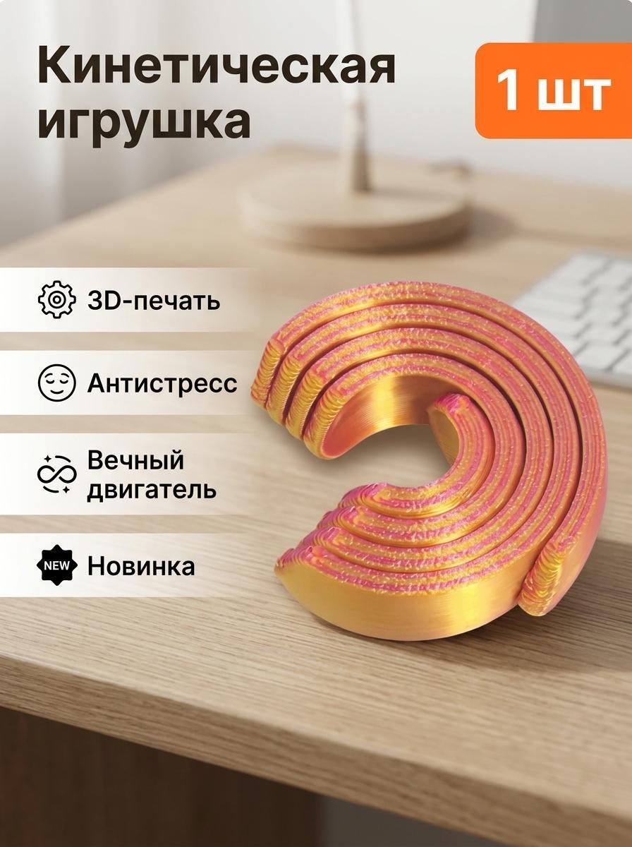 Игрушка-антистресс, 5 вращающихся колец, 3D-печать, сине-зеленый градиент