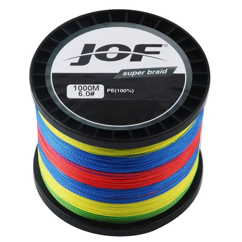 JOF Цветная леска PE 0,6 теста, 1000 м, 4-волновая, многоцветная для разнообразной рыбалки