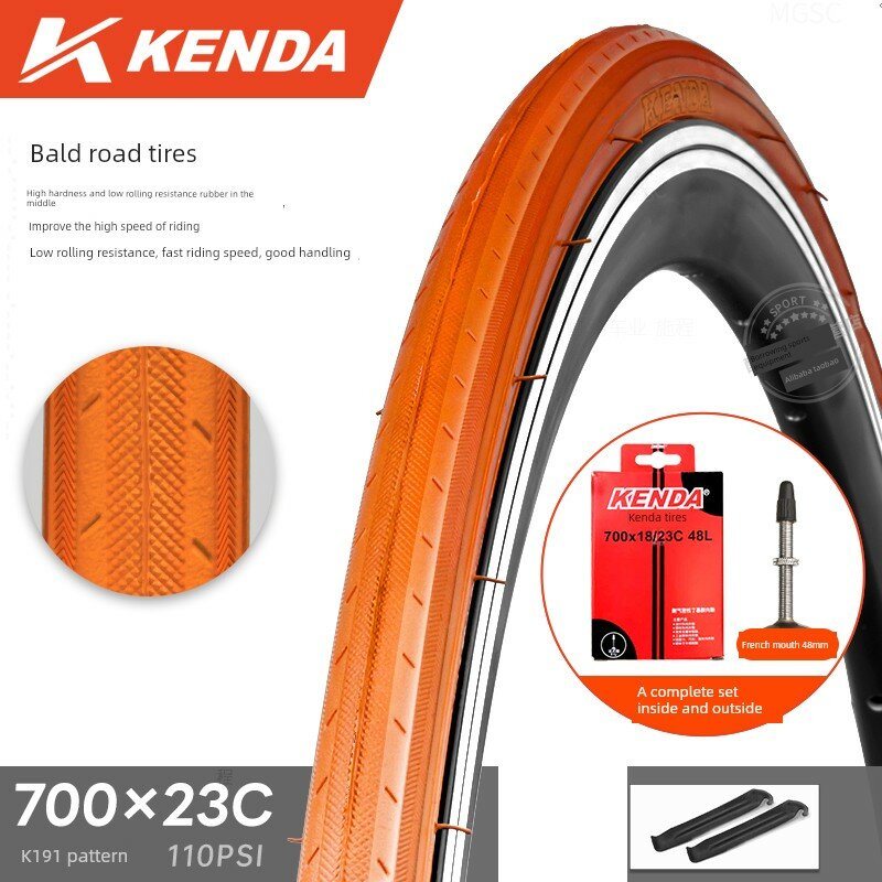 Колесная шина KENDA 700x23C для велосипеда, оранжевая — внешняя шина с внутренней камерой FR48, 23-622