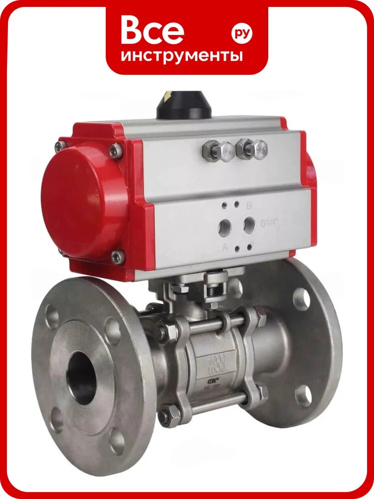 Кран шаровой DN-ru кшфпт-iso.316.180 Ду100 Ру16 3-составной WDVF, пневмопривод D160-68704