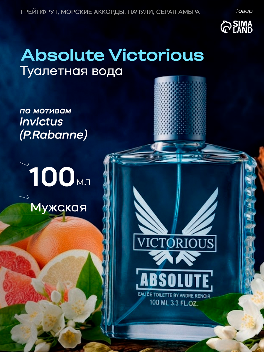 Туалетная вода мужская Absolute Victorious, 100 мл, цитрусовый аромат