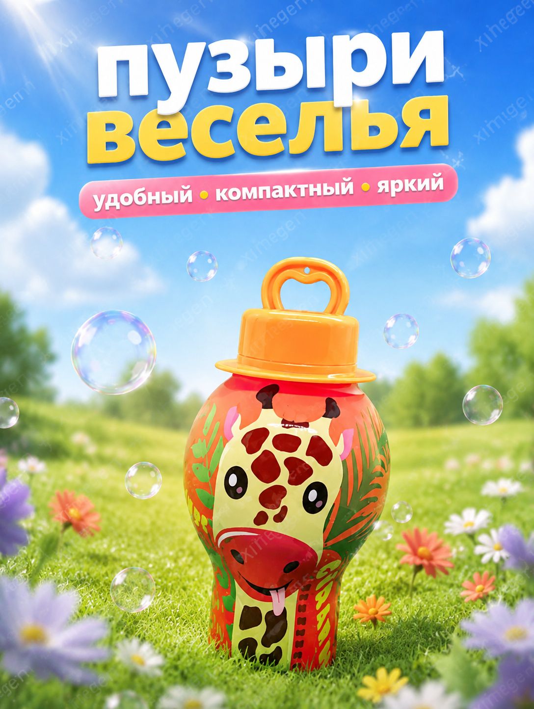 Детские мыльные пузыри в форме зверят, защита от проливания, карманный размер, игрушка на улицу,1 шт