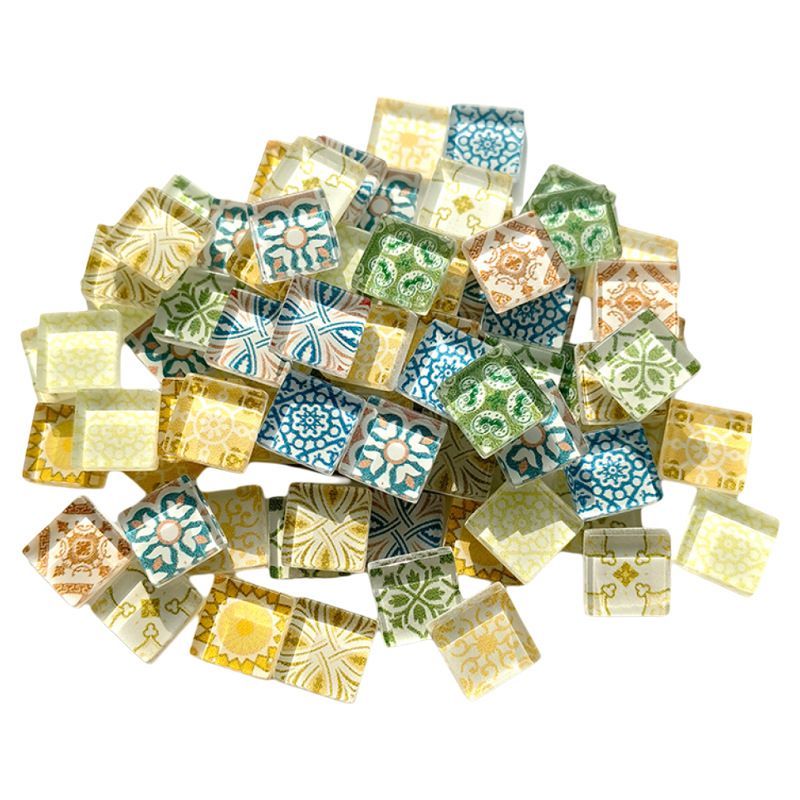 Стеклянная крошка, мозаика кусочки, 1.5 cm x 1.5 cm, около 81 шт