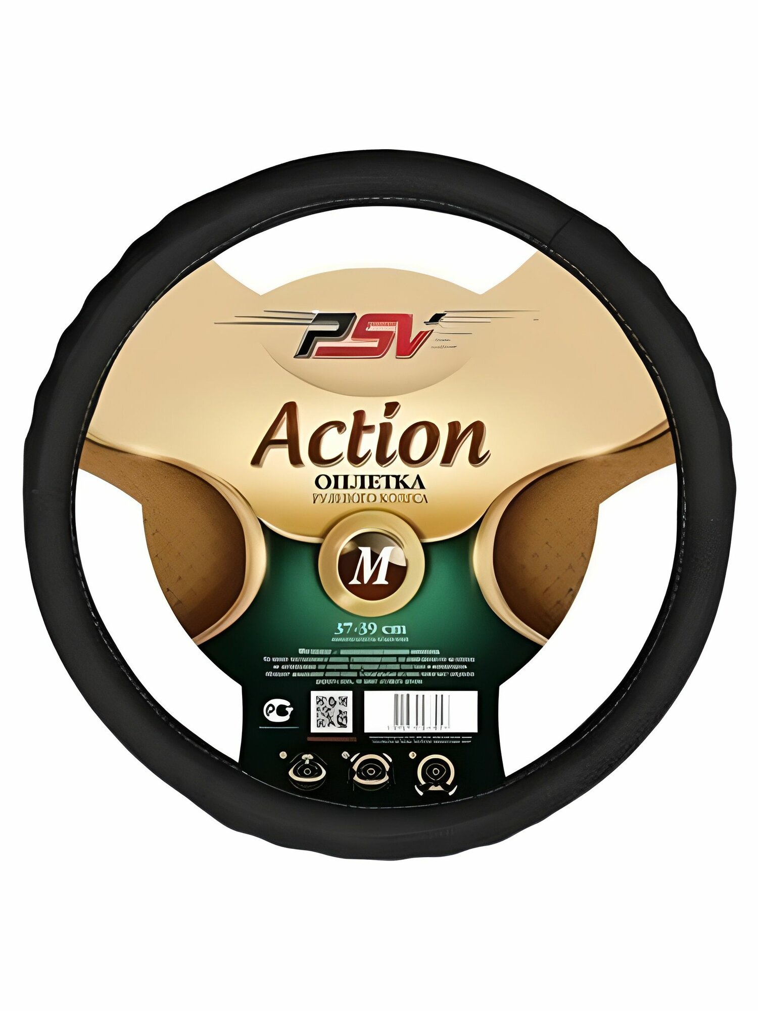 Оплетка M иск. кожа, черный, ACTION; PSV